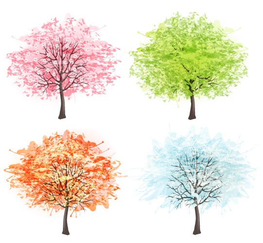 Four seasons concept art tree for your design Vector Image