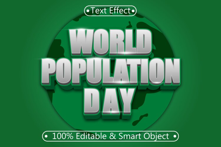 World population day editable text effect 3 Vector Image