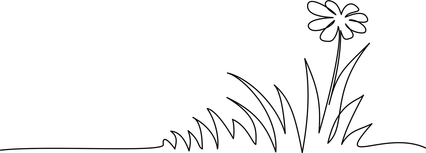 Abstract meadow line with grass and flowers Vector Image