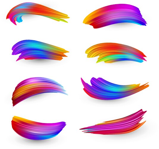 Set of isolated colorful gradient brush strokes Vector Image