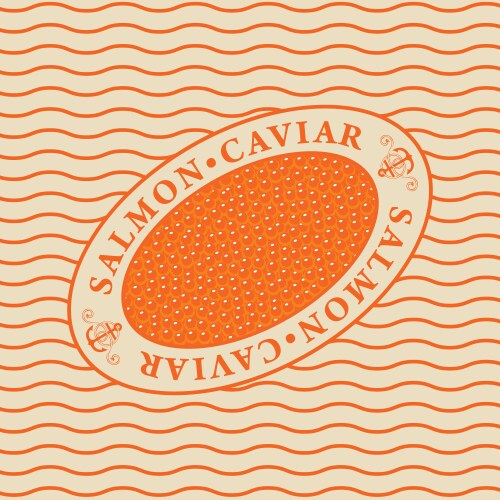 Label for black caviar with sturgeon fish Vector Image