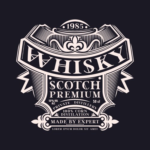 Vintage old design whiskey label style Royalty Free Vector