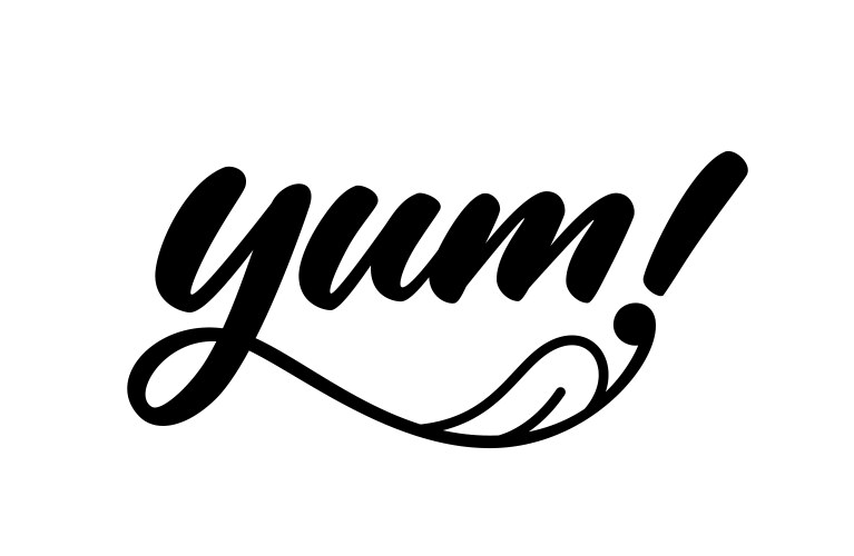 Yummy hand written word Royalty Free Vector Image