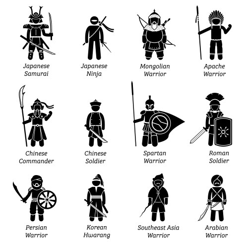 Ancient chinese architecture buildings icons set Vector Image