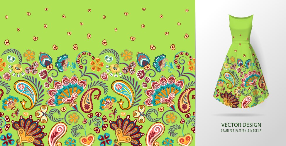 Seamless vertical fantasy flowers border pattern Vector Image