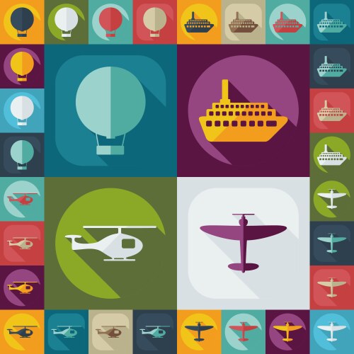Assembly icons transport delivery set Royalty Free Vector