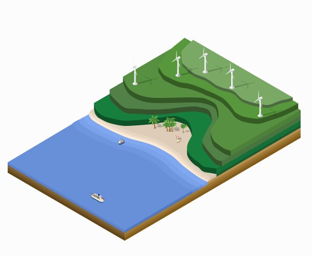 Isometric landscape scene Royalty Free Vector Image