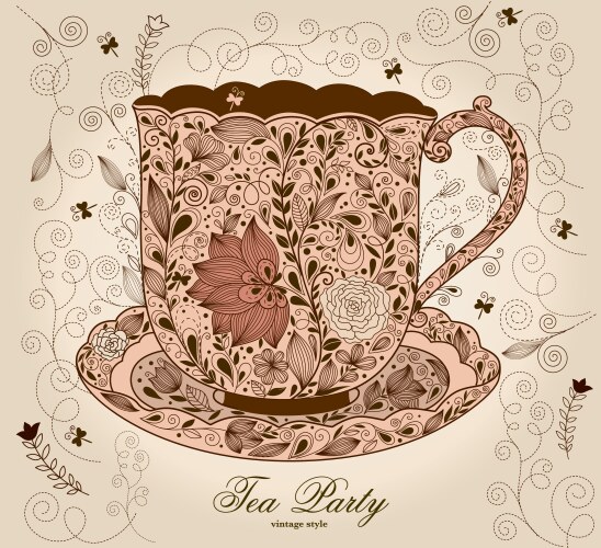Fancy tea cups Royalty Free Vector Image - VectorStock