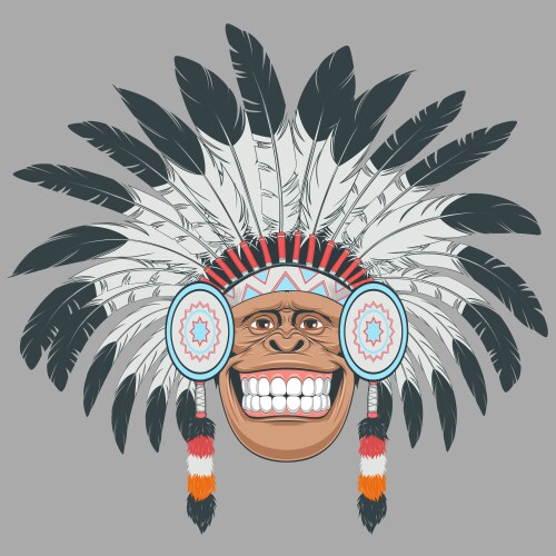 Gorilla indian head cartoon Royalty Free Vector Image