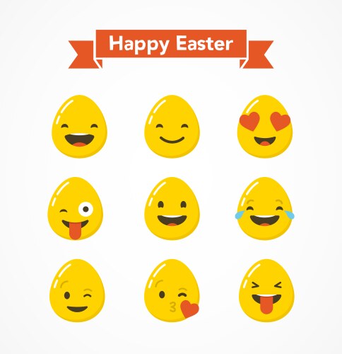 Set painted easter eggs with funny faces Vector Image