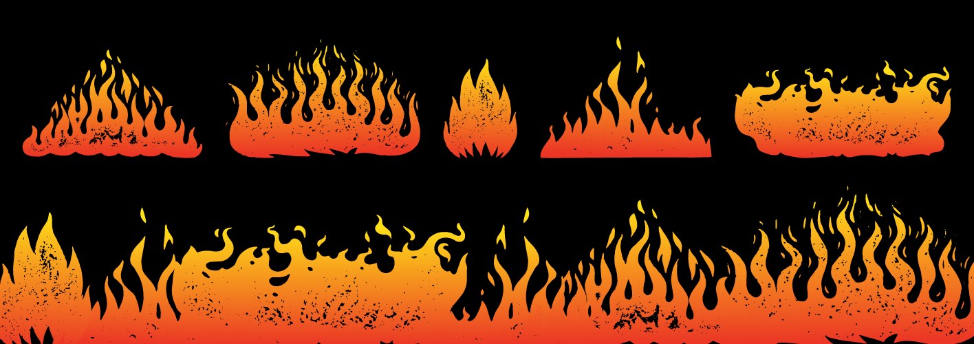 Long horizontal fire flame Royalty Free Vector Image