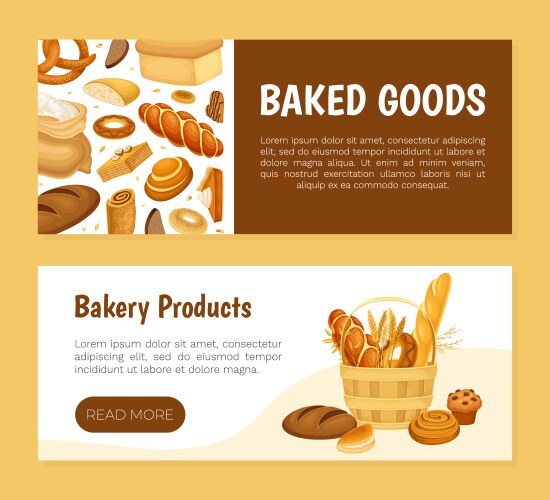 Fresh bakery banner design with baked pastry Vector Image