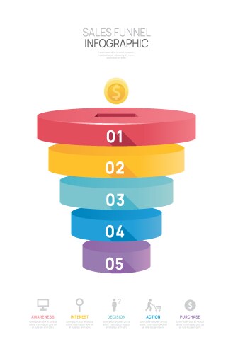 Funnel diagram template Royalty Free Vector Image