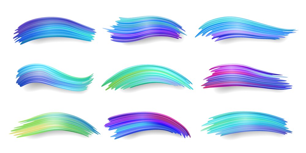 Set of isolated colorful gradient brush strokes Vector Image