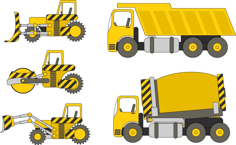 Construction vehicles set heavy machines Vector Image