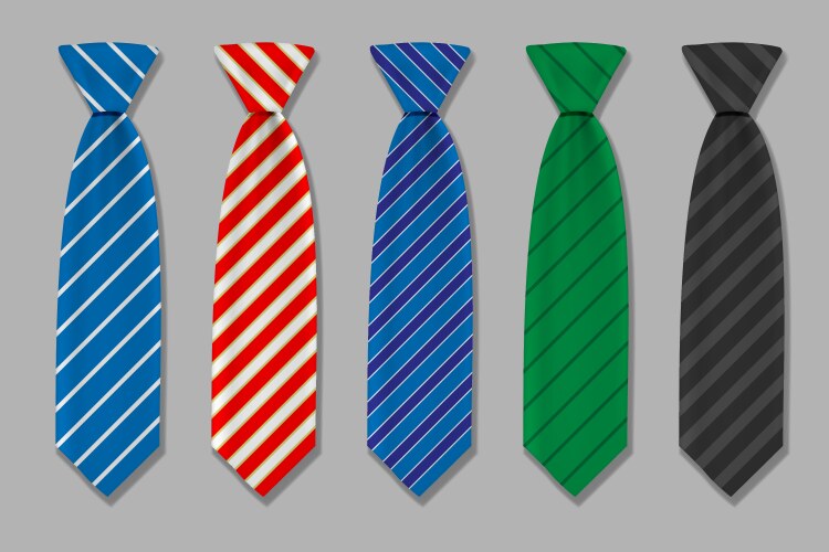 Set of tied striped colored silk and bow ties Vector Image