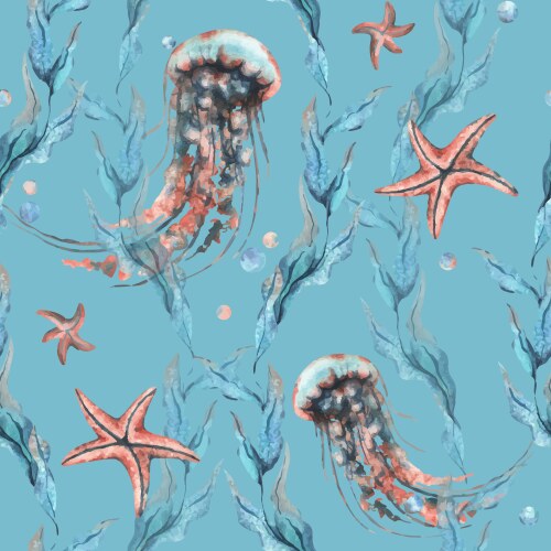 Underwater world clipart with sea animals whale Vector Image