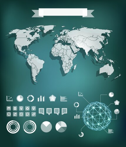 World map charts Royalty Free Vector Image - VectorStock