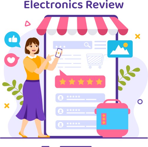 Electronics review with customer rating quality Vector Image
