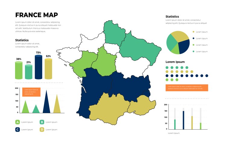 Linear france map infographic Royalty Free Vector Image