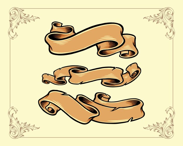 Antique style ribbons set Royalty Free Vector Image