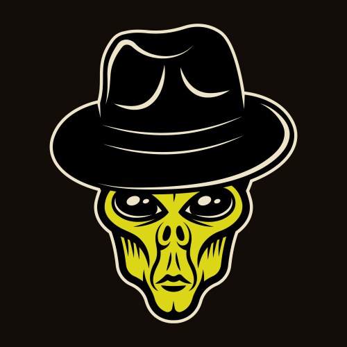 Alien head in black background Royalty Free Vector Image
