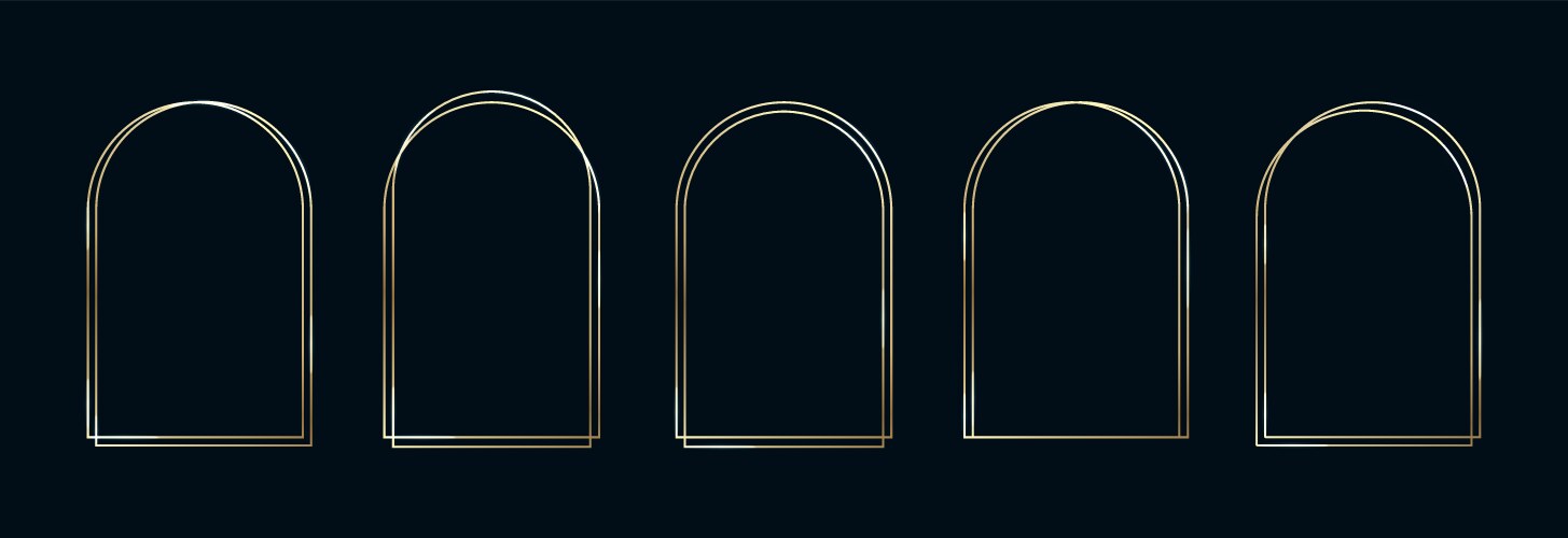 Golden frames set thin line gold borders luxury Vector Image