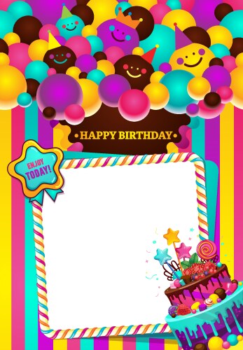 Happy birthday color frame Royalty Free Vector Image