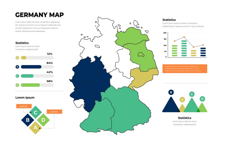 Linear germany map infographic Royalty Free Vector Image
