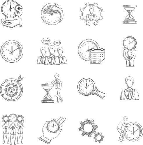 Freehand sketch of time symbols Royalty Free Vector Image