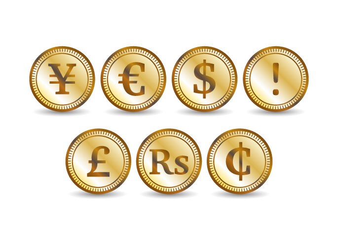 World currency signs and coins Royalty Free Vector Image