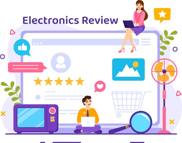 Electronics review with customer rating quality Vector Image