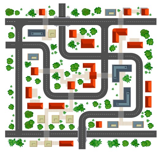 Set of roads top view elements Royalty Free Vector Image