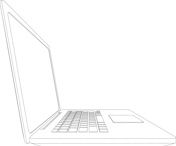 Outline drawing laptop Royalty Free Vector Image