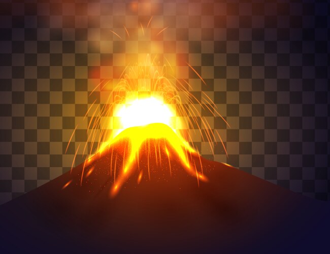 Volcano eruption with flowing magma river nature Vector Image