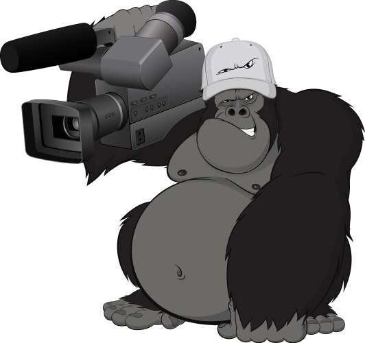 Set of gorilla cartoon with different poses and ex