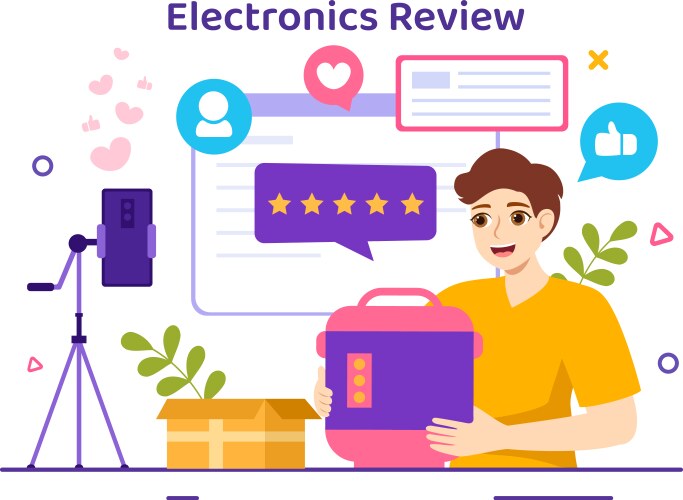 Electronics review with customer rating quality Vector Image