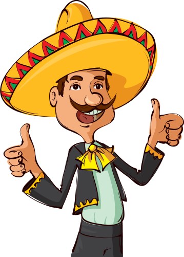 Portrait of happy smiling mexican in sombrero Vector Image
