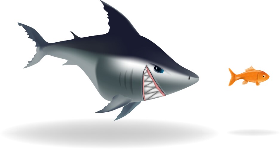 Small fish and a shark Royalty Free Vector Image