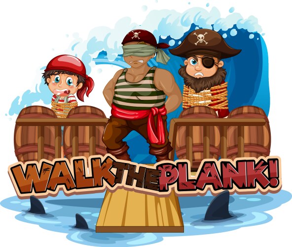 Pirate walking the plank coloring page for kids Vector Image