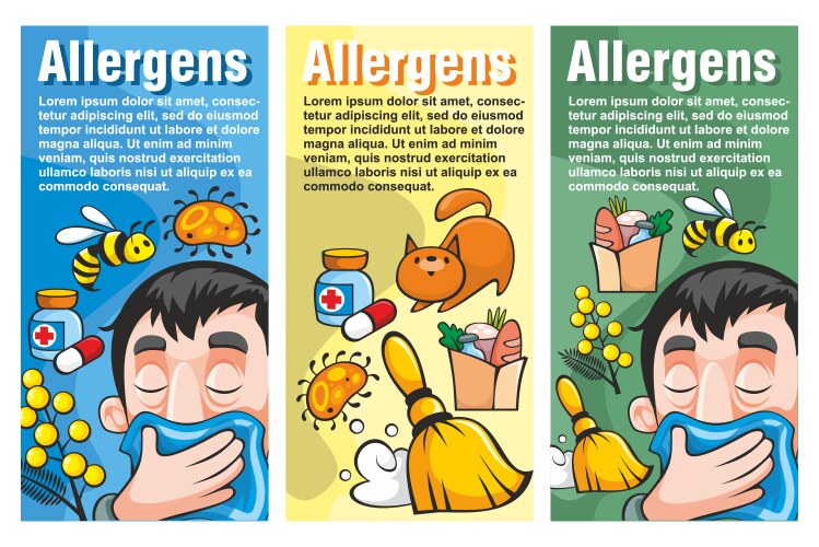 Cartoon colorful allergy set Royalty Free Vector Image