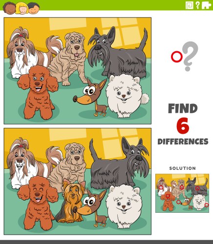Find 5 differences activity game for kids Vector Image