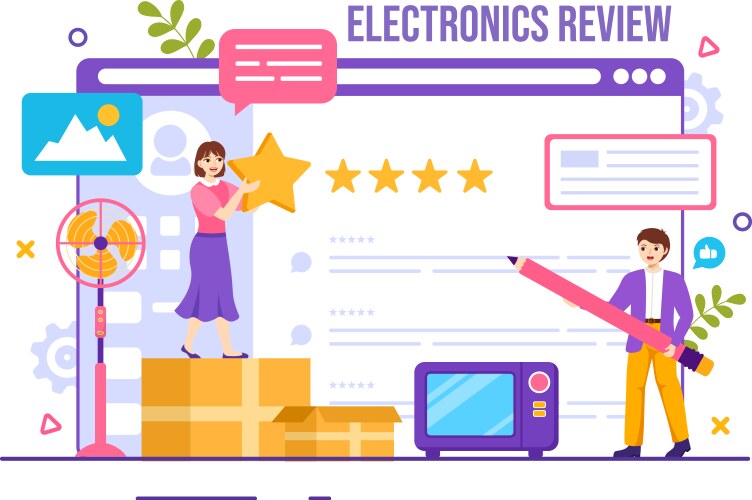 Electronics review with customer rating quality Vector Image