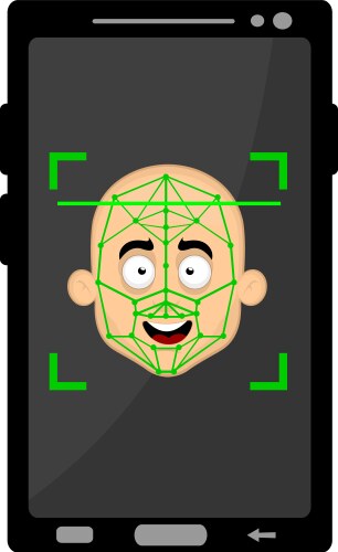 Facial recognition cell phone head woman black Vector Image