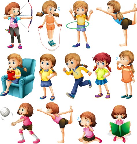 Cartoon characters activities Royalty Free Vector Image