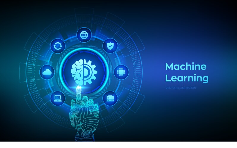 Machine learning ai artificial intelligence deep Vector Image