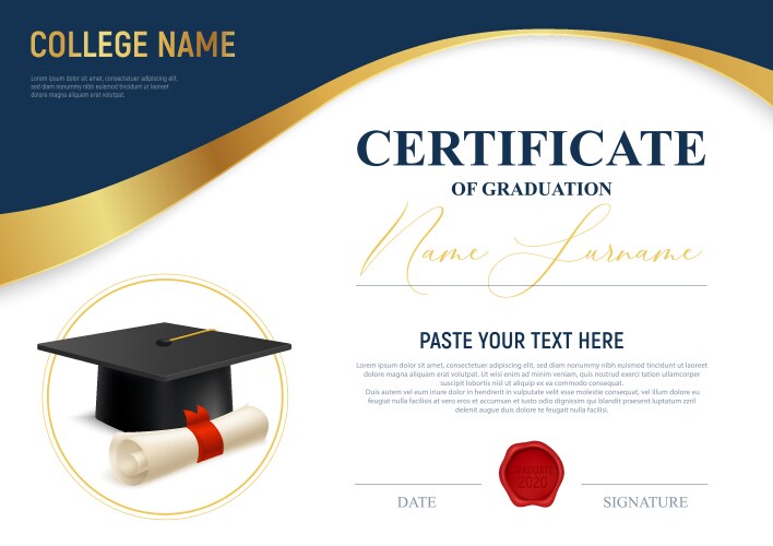 Graduation diploma or certificate realistic Vector Image