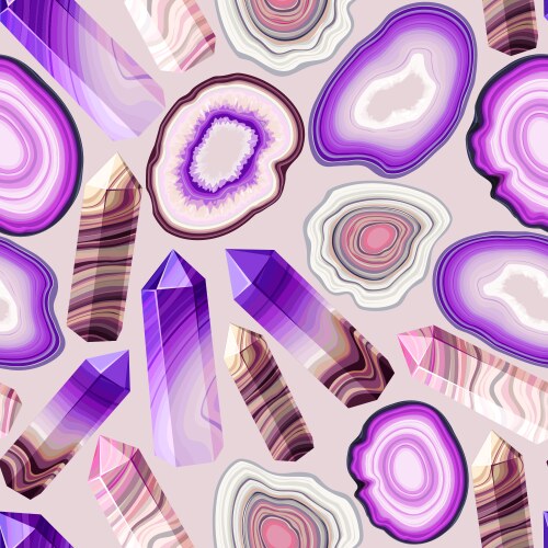 Seamless pattern with geode and crystals Vector Image