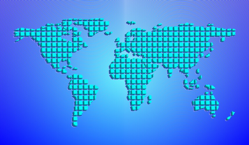 World map with coordinate grid Royalty Free Vector Image