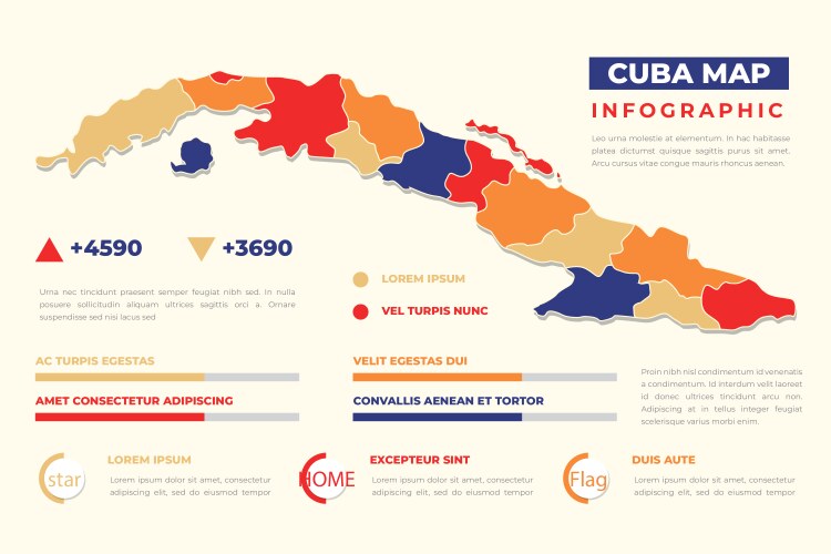 Flat cuba map infographic Royalty Free Vector Image